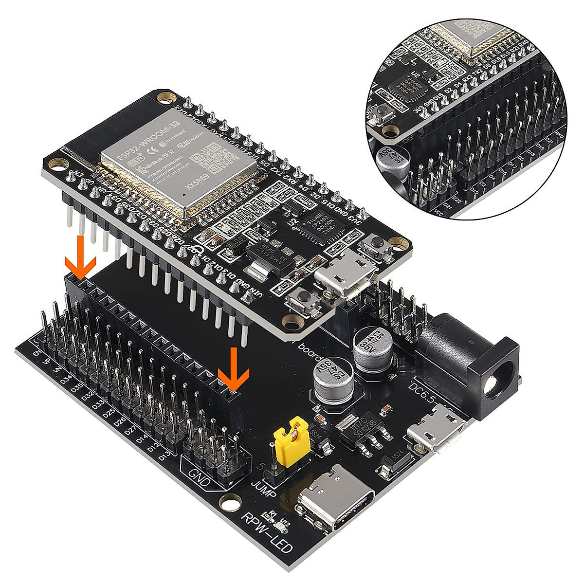 2 Sets ESP-WROOM-32 ESP32 ESP-32S Development Board CP2102 WiFi+Bluetooth Ultra-Low Power Dual Core ESP32-DevKitC-32 ESP-WROOM-32 with Expansion Board for Arduino IDE