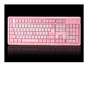 Gaming Keyboard, Waterproof Silent Pink Hello Kitty Laptop Computer Keyboard Cartoon Cute Pink USB Wired KT cat Keyboard Gaming for Girls for Desktop, Computer, PC (Color : Pink)
