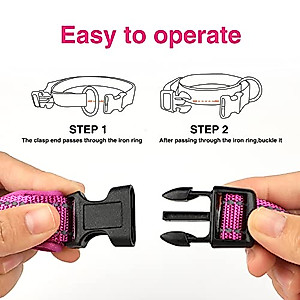 MASBRILL Reflective Dog Collar, Adjustable Nylon Pet Collars for Puppy Small Medium Large and Extra Large Dogs, with One Pet Training Clicker for Dogs Cats Behavioral Training