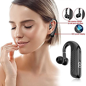 Bluetooth Headset Wireless Bluetooth 5.2 Business Ear Hanging Headphone with Mic, 250mAh LED Digital Display Screen Noise Reduction Sweatproof Earphones for Cell Phone, Car, Office, Sports