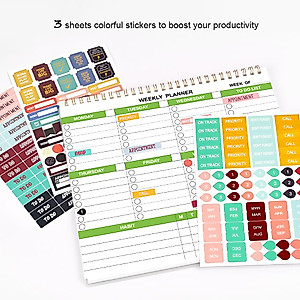 Spiral Weekly Planner with Habit Trackers, 8.7" X 9.5", 2 Pack Weekly To Do List Notepad with Calendar, 52 Sheets Tear Off Note Pad, Work and Personal Organizer