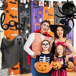 Halloween Decorations Party Supplies, Happy Halloween Banner, Halloween Foil Fringe Curtains, Boo Foil Balloon, Spider Foil Balloon, Halloween Photo Backdrop