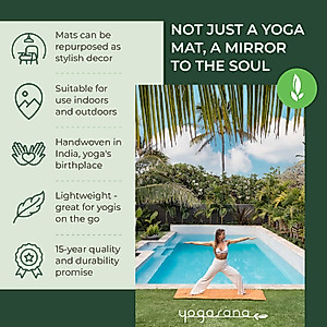 Yogasana Organic Cotton Yoga Mat - Non Slip Hand-Woven Foldable Yoga Rug Provides Excellent Comfort, Traction & Support-Travel Extra Thick Yoga Mats for Indoor & Outdoor Use - 24 x 72 Inches, Sand