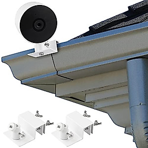 Weatherproof Gutter Mount for Google Nest Cam (Battery), Adjustable Aluminum Alloy Mount Bracket with No Drilling (2 Pack, White)