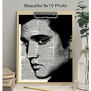 Elvis Dictionary Art - 8x10 Photo - Chic Unique Gift for Fans of The King, Graceland - Unframed Poster Picture Print