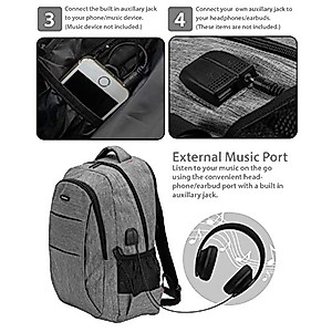 Rockland Business Pro USB Laptop Backpack, Grey, Large