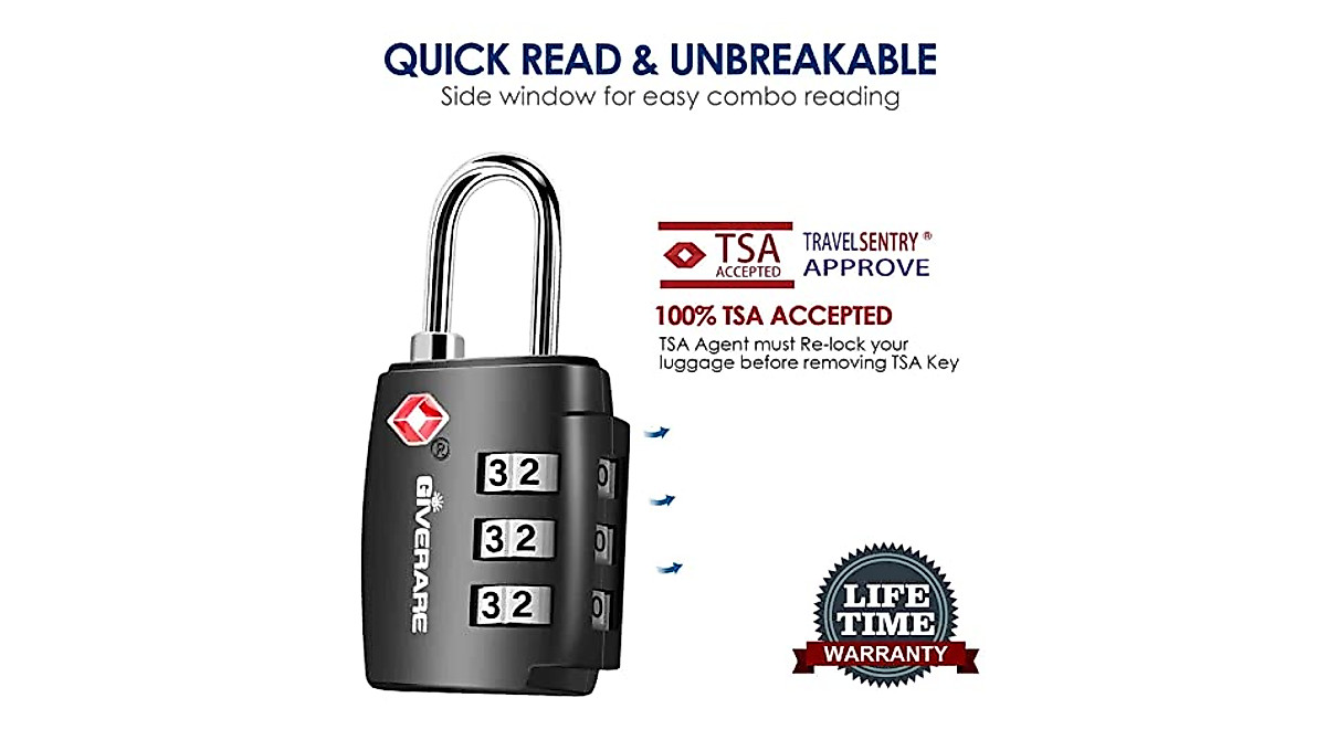 2 Pack TSA Approved Travel Luggage Locks, Combination Lock Alloy Body ...