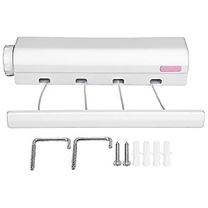 mumisuto Telescopic Clothes Airer, Heavy Duty for Drying Laundry Line Outdoor，Wall Mounted, Retracting Hanging Clothing Drying Rack(Cuatro cuerdas)