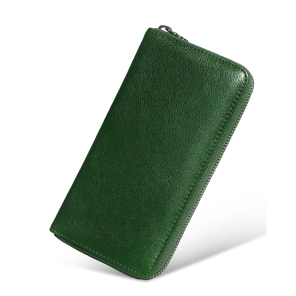 WILD WORLD Designer Emerald Green Calfskin Soft Leather Wallets for Ladies, Large Capacity Clutch Purse for women With Gift Box