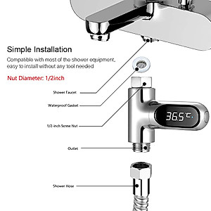 Shower Thermometer, LED Digital Display 0~100℃ Baby Bath Water Thermometer Celsius/Fahrenheit Display 360° Rotating Screen for Home Kitchen Bathroom