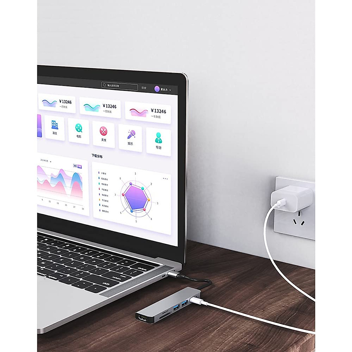 navor USB C Hub 6 in 1 with 4K HDMI Resolution, 87W PD, 1 USB 3.0 & 1 USB 2.0, TF/SD Reader, Compatible with All Type-C Channel Computers, Thunderbolt 3/4, Samsung S8, S9, S10, Huawei10, mate10pro