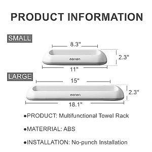 Xicennego 18 Inches Non-Perforated Towel Holder, Bathroom Towel Bar Kitchen Dishcloth Hanger, Paste Wall-Mounted Hand Towel Rack