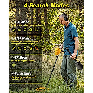 RM RICOMAX Metal Detectors for Adults - Professional Gold Detector for Treasure Hunt, IP68 Waterproof 10" Search Coil, Higher Accuracy with Stong Modes, Adjustable LCD Display with Headphones