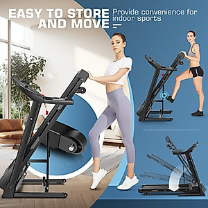 FUNMILY Treadmill with Auto Incline,3.25HP Folding Treadmills for Home 300 lbs Weight Capacity,Smart App Control Running Machine,Shock Absorption System,Bluetooth Audio Speaker,LED Display,Dark Black