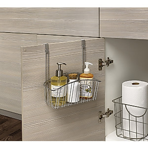 Spectrum Diversified Contempo Storage Basket Over The Cabinet, Steel Wire, Sink Organizer for Kitchen & Bathroom, Medium, Chrome