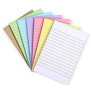 STOBOK Lined Sticky Notes,7 Packs Bright Color Self-Stick Memo notepads with line 3.9 x 6 inch,Legal Pads 50 Sheets per Notepad Memo Stickers for Office,School,Home