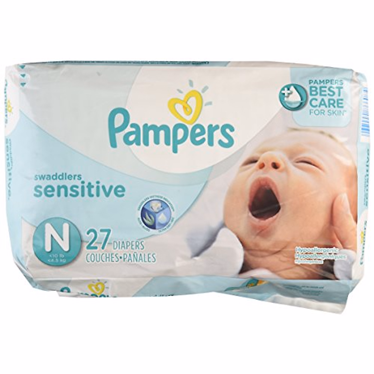 Pampers Swaddlers Sensitive Size 0 Newborn Diaper, 27 count per pack - 4 per case.