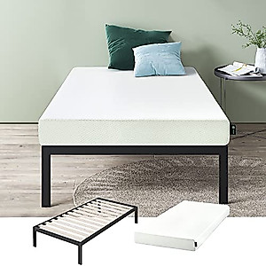ZINUS 6 Inch Green Tea Memory Foam Mattress and Mia Platform Bed Frame Set / Bed and Mattress Set / No Box Spring Needed / Mattress in a Box, Twin