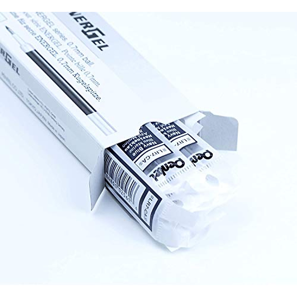 Pentel Refill Ink for EnerGel RTX Retractable Gel Pen, 12 Pack, 0.7mm, Medium Point, Navy Blue (LR7-CA)