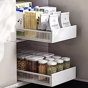 Under Sink Organizers And Storage, 2 Tier Kitchen Sink Organizer Pull Out Under Sink Organizers Multi Purpose Under Sink Organizer (Color : White, Size : 25x41x8cm)