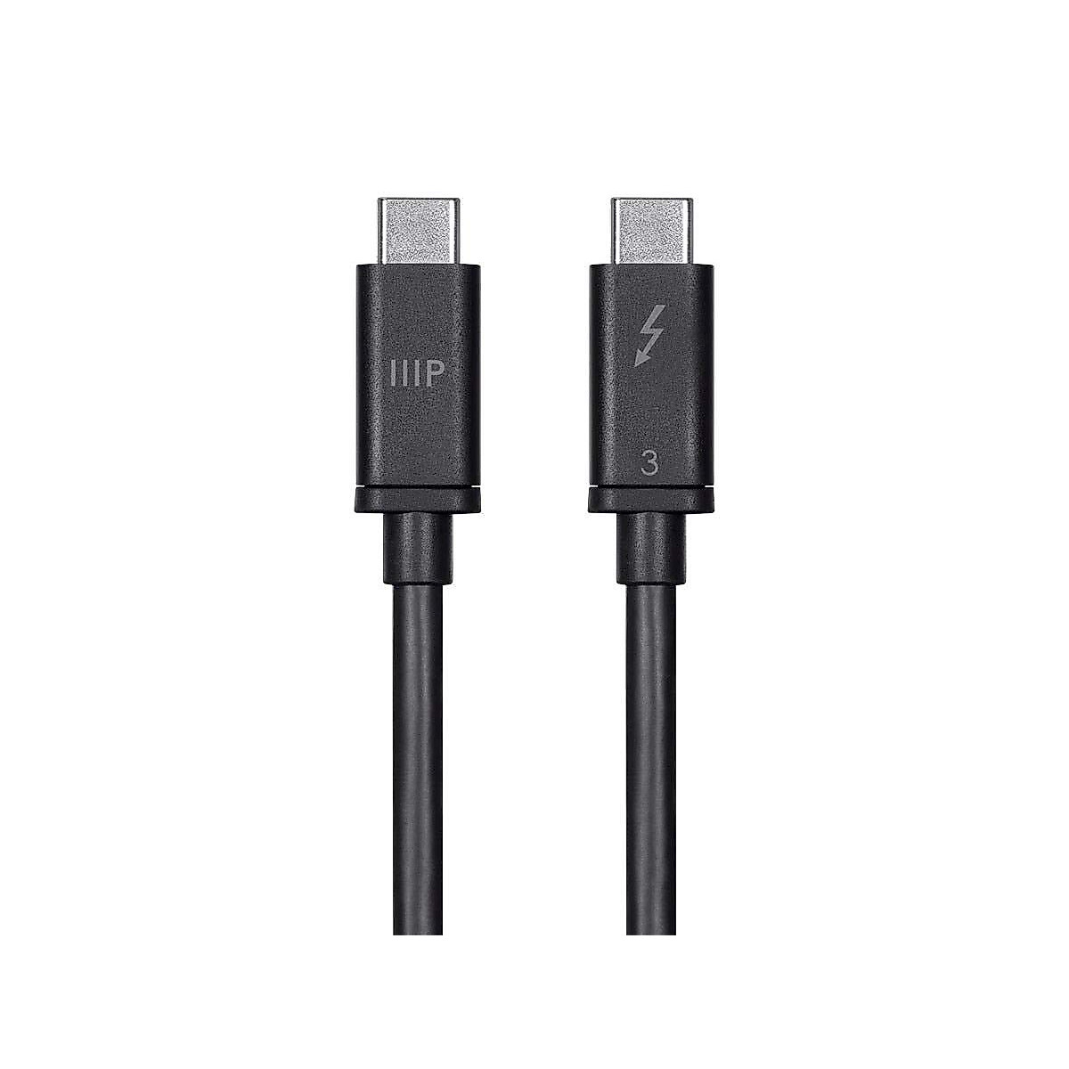Monoprice USB & Lightning Cable - 0.5 Meter - Black | C18004GK Thunderbolt 3 (40 Gbps) USB-C Cable, Supports Data and Video Dual 4K@60Hz or 5K@60Hz Video Single-Cable Docking with Notebook Charging