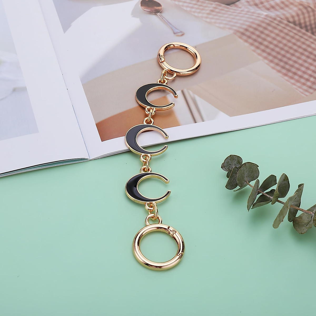 Black Moon Purse Chain Extender Moon Shape Bag Strap Extension for Women's Purses and DIY Bags Hook Design Ideal for Extending or Replacing Bag Straps Perfect Bag Accessories and Purse Making Supplies