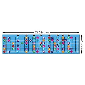 QMG Color Coded Guitar Fretboard Note Chart, Learn to Play Guitar and Music Theory, Suitable for all