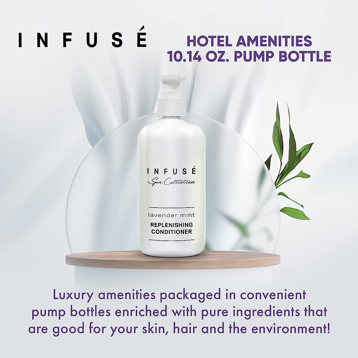 Terra Pure Infuse Lavender Mint Conditioner | Spa Collection | Hotel Amenities in Pump Bottle | 10.14 oz. / 300 ml (Single Bottle)