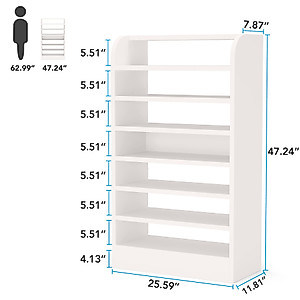 Tribesigns Shoe Rack, 8-Tier Tall Shoe Shelf, Wooden Shoe Storage Cabinet, White