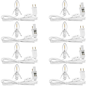 8Pcs Blow Mold Light Kit Replacement with C7 LED Bulb Village Lights, 6FT Blow Mold Cord with Turn ON OFF Switch and 2 Spare Fuses for Halloween Christmas Village House Craft Decorations and Salt Lamp