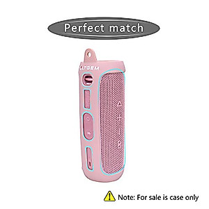 LTGEM Silicone Carrying Travel Case for JBL FLIP 5 Waterproof Portable Bluetooth Speaker with Extra Carabiner - Pink