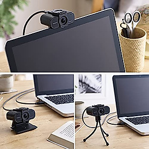 ELECOM 4K AI Auto-Tracking Webcam with Cover, 60fps, Dual Microphone, Ultra HD, Noise Cancelling, Auto Light Correction, Speaker Marking, 130-Degree Ultra Wide Angle, for Zoom/Google Meet & Streaming