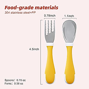 6 Piece Toddler Utensils Stainless Steel Baby Forks And Spoons Silverware Set For Kids, Bpa Free Dishwasher Safe, 12+ Months, Red/Orange/Yellow