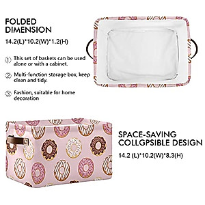 xigua Donut Storage Basket Storage Bin Organizer Basket, Foldable Rectangular Storage Box with Handles for Home Office