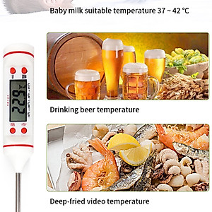 Smalibal Digital Meat Thermometer, Waterproof Instant Read Thermometer, LCD Display Stainless Steel Probe for Cooking Food, Baking, Liquids, Candy, Grilling BBQ White