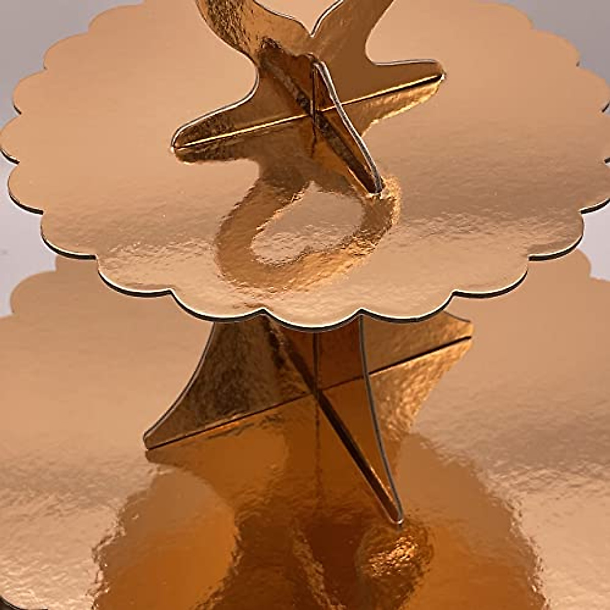 4 PCS Cardboard Cupcake Stand 3- Tier Dessert Stand, Rose Gold Party Supplies, Birthday Party Wedding Anniversary