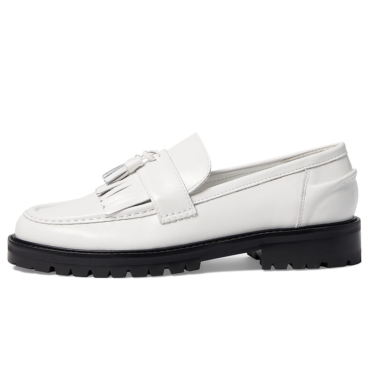 Steve Madden Women's Minka Loafer, White Leather, 7.5