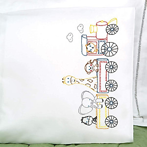 Jack Dempsey Needle Art Jungle Train Child's Pillowcase, white