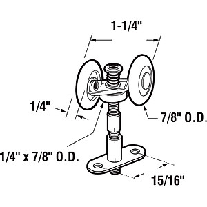 Prime-Line N 6534 7/8 Roller, Offset Top Mount Bi-fold Tandem Rolle, Mill