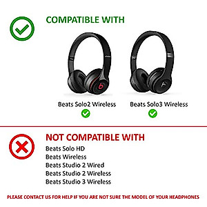 Replacement Earpads Cushion Cover for Beats Solo 2 / Solo 3 Wireless Headphones Solo3 (Black)