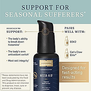 Quicksilver Scientific Nanoemulsified Hista-Aid - Flavonoids to Help Maintain Healthy Histamine Levels - Liposomal Vitamin C, DIM, Luteolin & Quercetin Liquid (50ml)