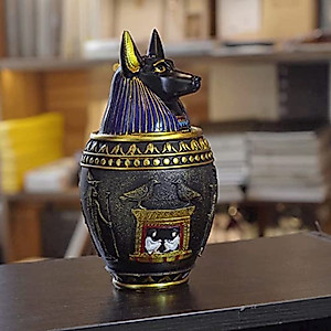 OwMell Egypt God Duamutef Canopic Jar, 7.6 Inch Egyptian Jar Statue, Multipurpose Storage Containers Egypt Decor - Duamutef