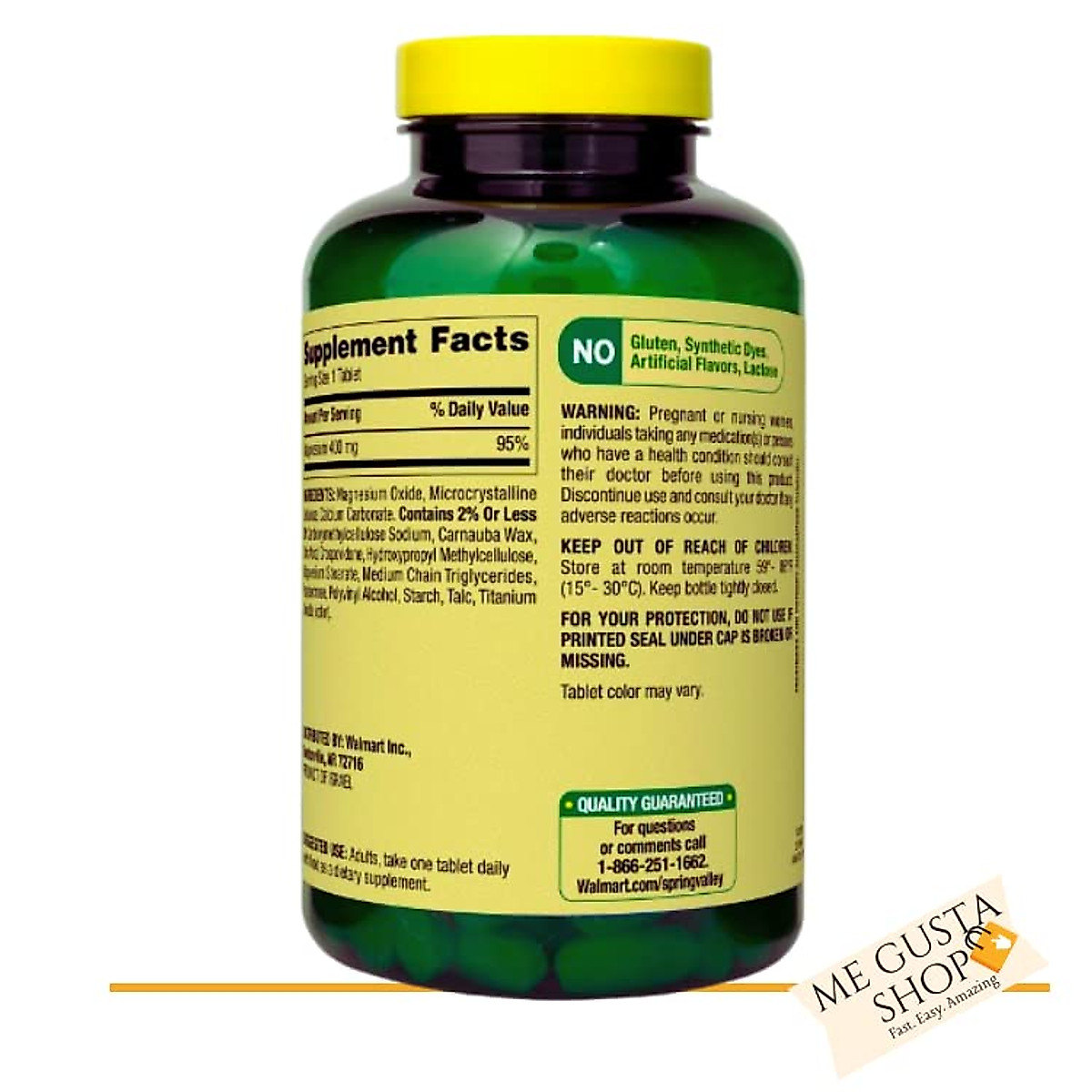 Spring Valley Essential Mineral Extra Strength Magnesium Tablets Dietary Supplement Nutritional Boost Gluten Free 400 mg, 250 Count Includes Asstd Collor Pill Organizer Me Gustas Sticker