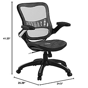 Office Star Ventilated Manager's Office Desk Chair with Breathable Mesh Seat and Back, Black Base, Grey