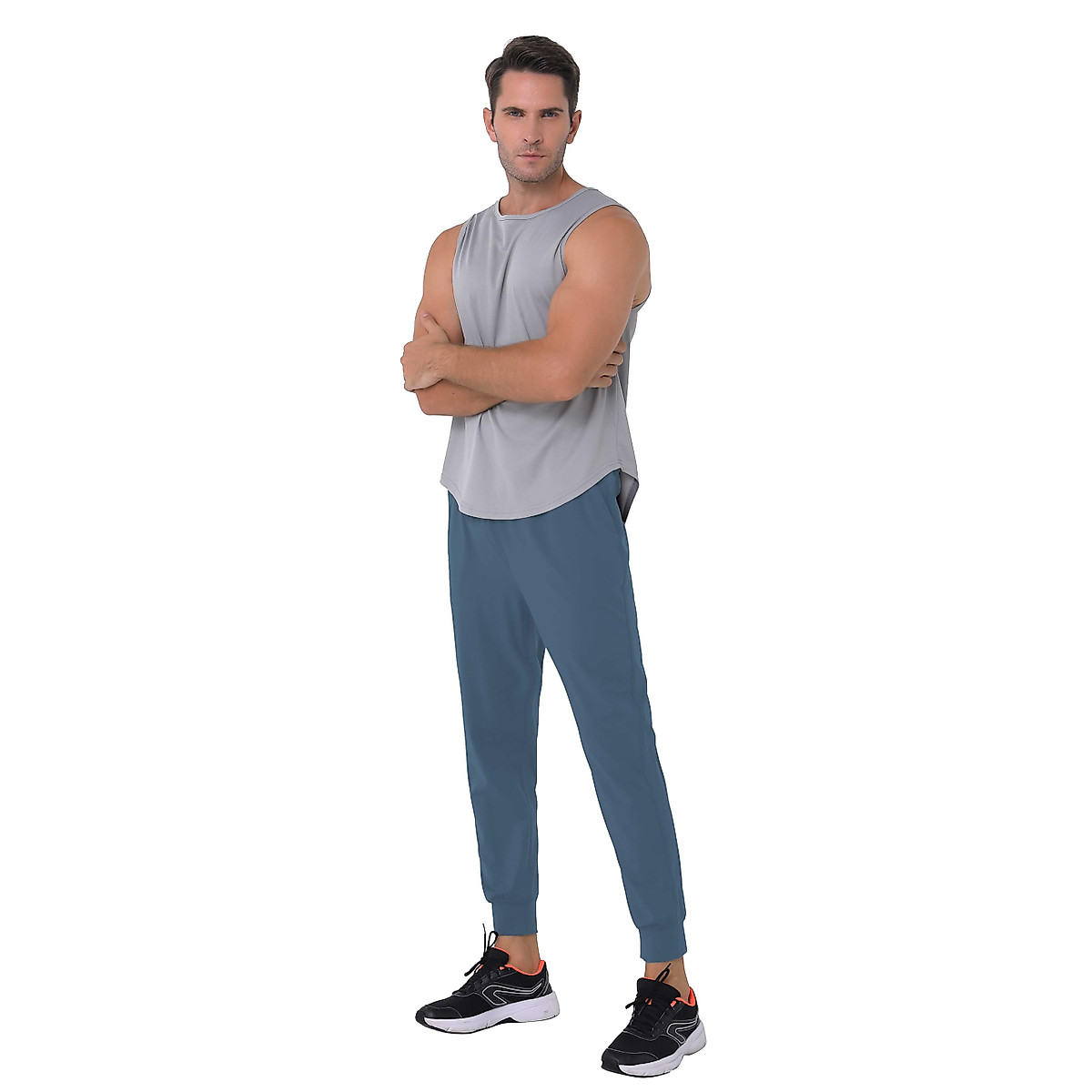 AbleTree 27" Inseam Athletic Jogger Pants for Short Men 7/8 Quick Dry Workout Tapered Stretch Sweatpants Casual