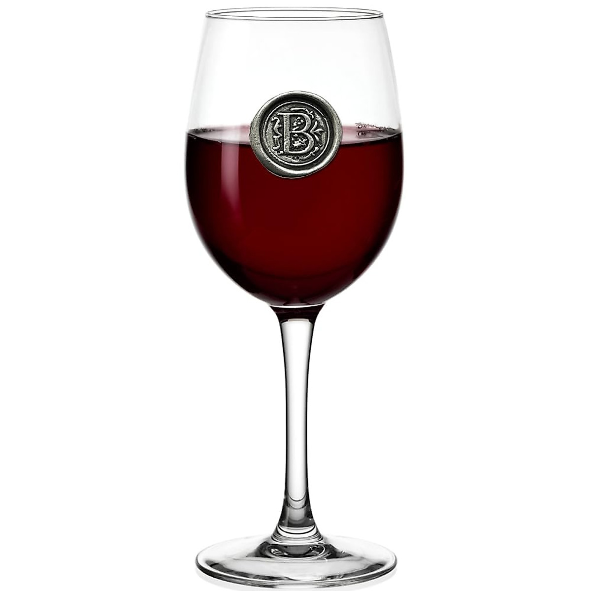 English Pewter Company Personalised Monogram Wine Glass with Your Choice of Initial - Unique Gift for Men or Women, Birthdays, Anniversaries, Wedding (B) [MON402]