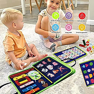 TenFans Busy Board - Montessori Toys for 3 4 5 Years Old - Sensory Toys for Autism - Toddler Toys Gift for Boys & Girls Learning Fine Motor Skills