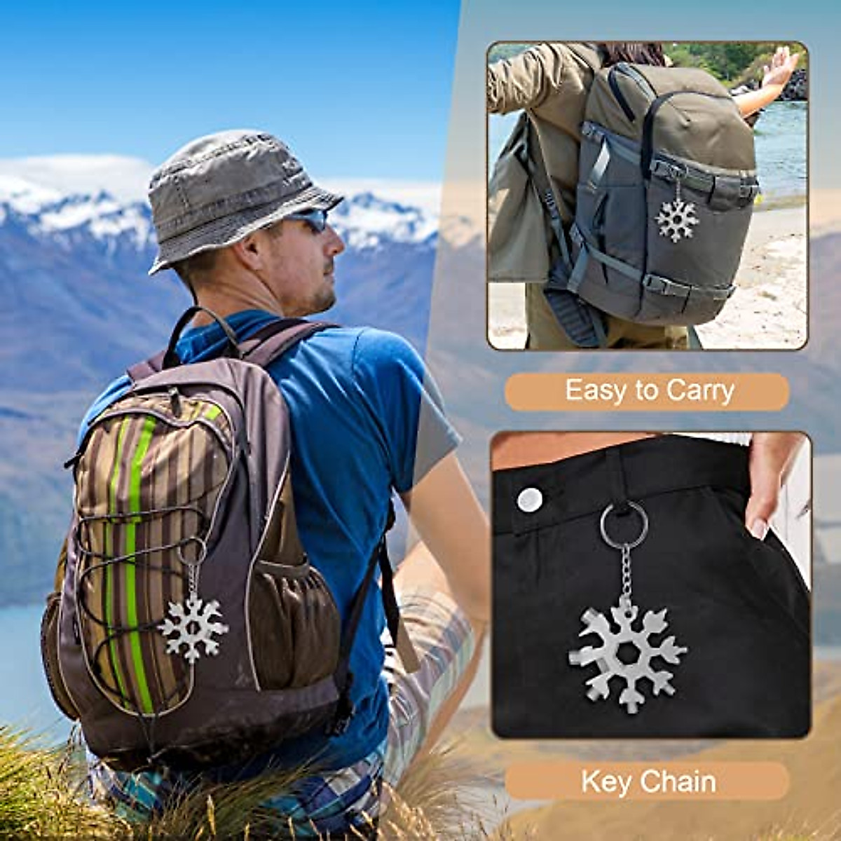 Stocking Stuffers Gifts for Men,18-in-1 Snowflake multi tools Christmas Gifts-Cool Gadgets for Men-Unique Mens Gifts Ideas for Him,Husband,Dad,Grandpa,Teens,Adults,Boys,Boyfriend（2 Packs）