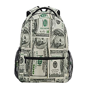 Backpack for Girls Kids Boys Teens Money Print Lightweight Durable Bookbag School Bag Laptop Bags Travel Hiking Camping Daypack