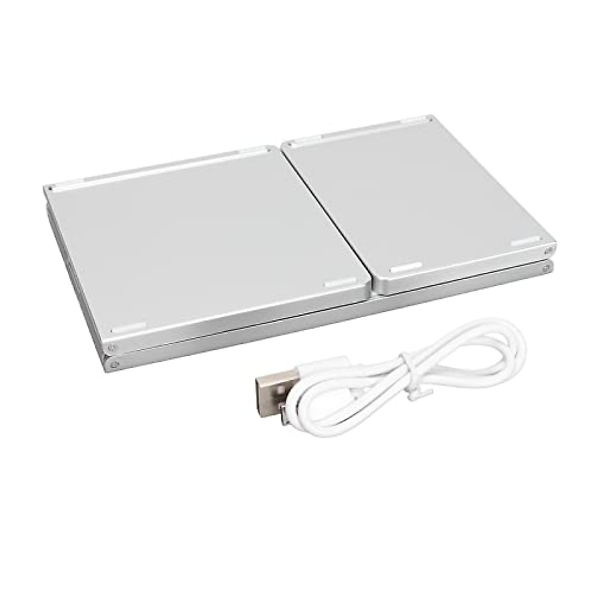 Acogedor 3 Folding Keyboard with Touchpad Foldable Bluetooth Keyboard 63 Keys Portable Wireless Keyboard for iOS Windows Android Phone Tablet Laptop(Silver White)